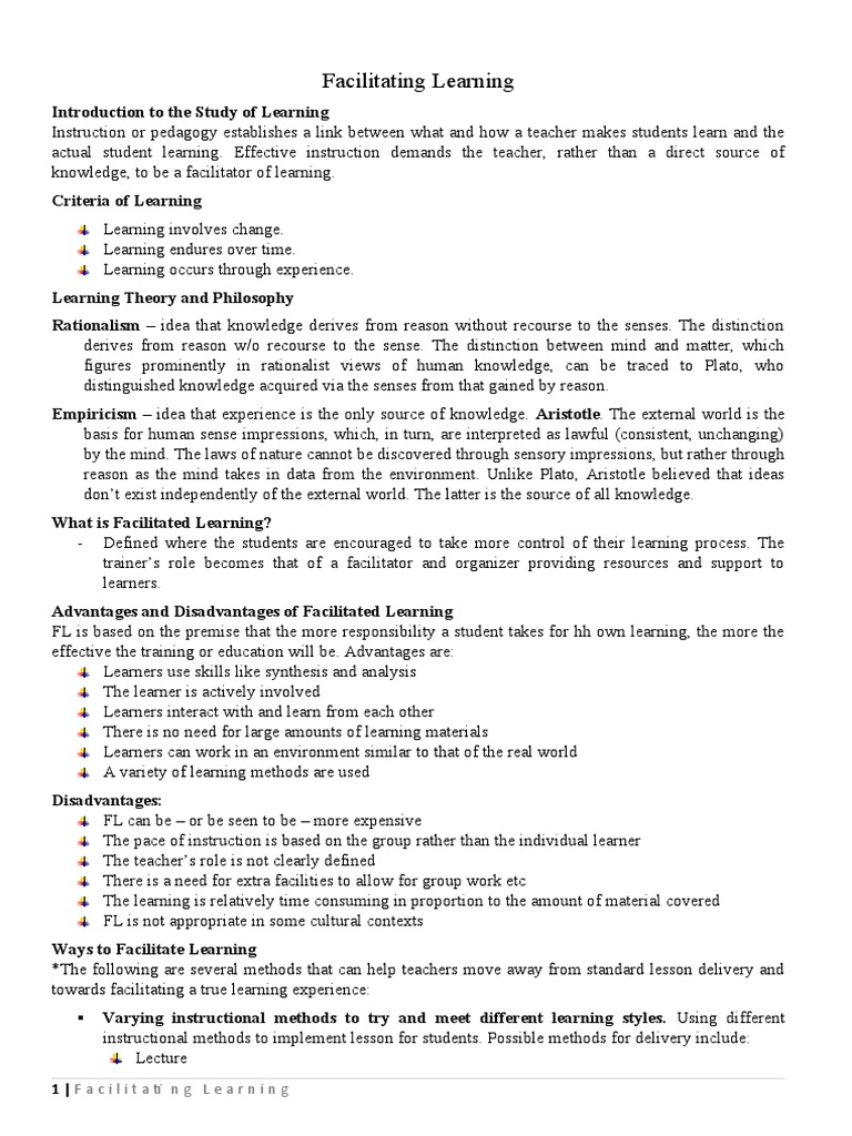 Facilitating Learning | PDF | Learning | Classical Conditioning