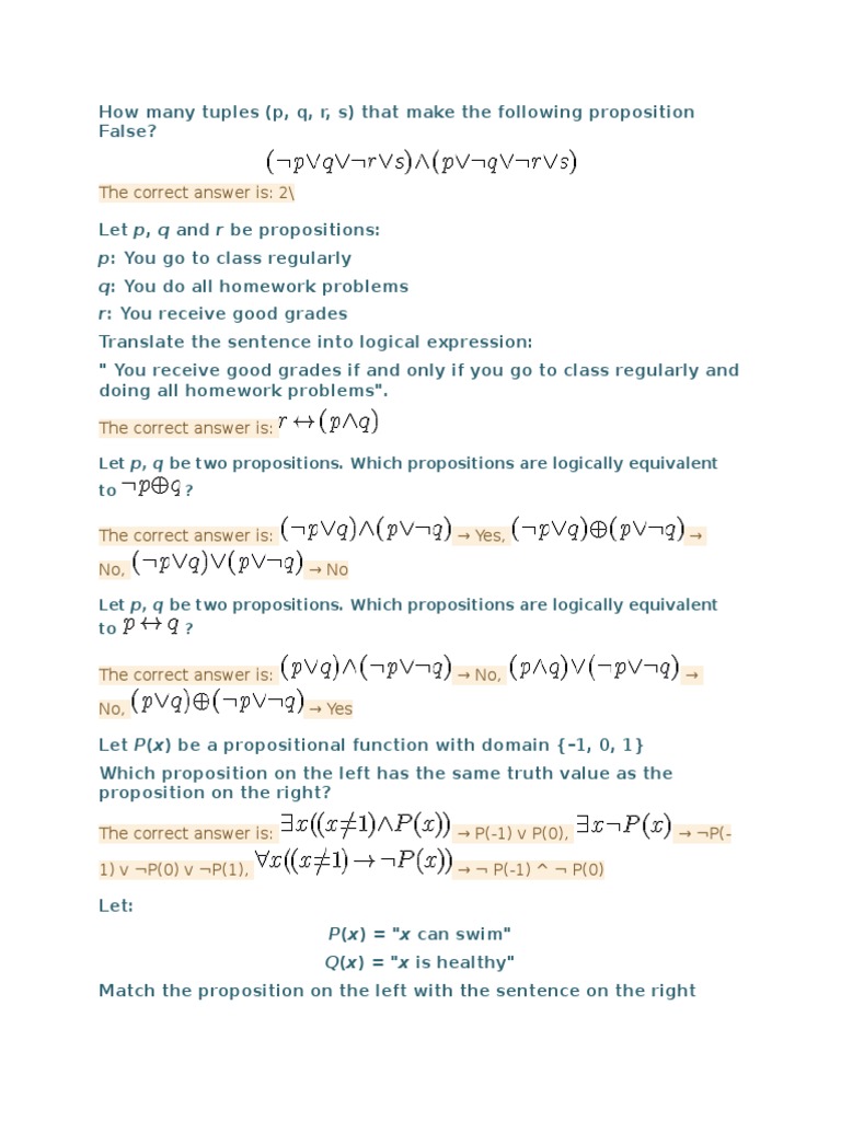 P: You Go To Class Regularly Q: You Do All Homework Problems R: You Receive Good Grades | PDF ...