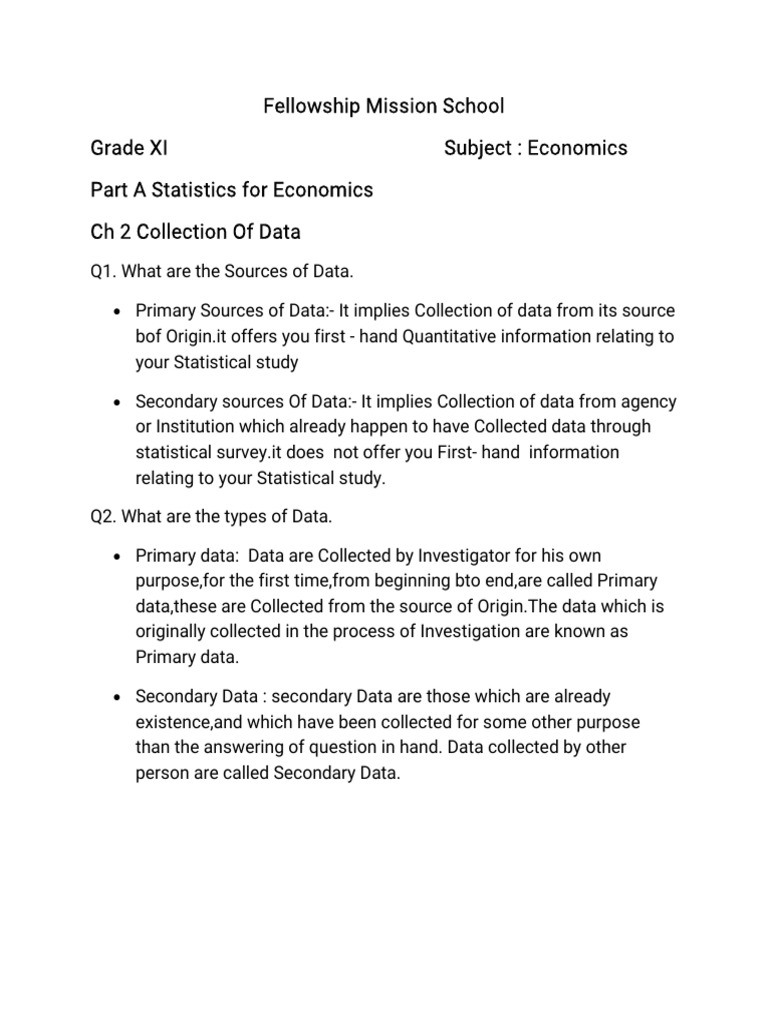 Data Collection Methods in Economics | PDF