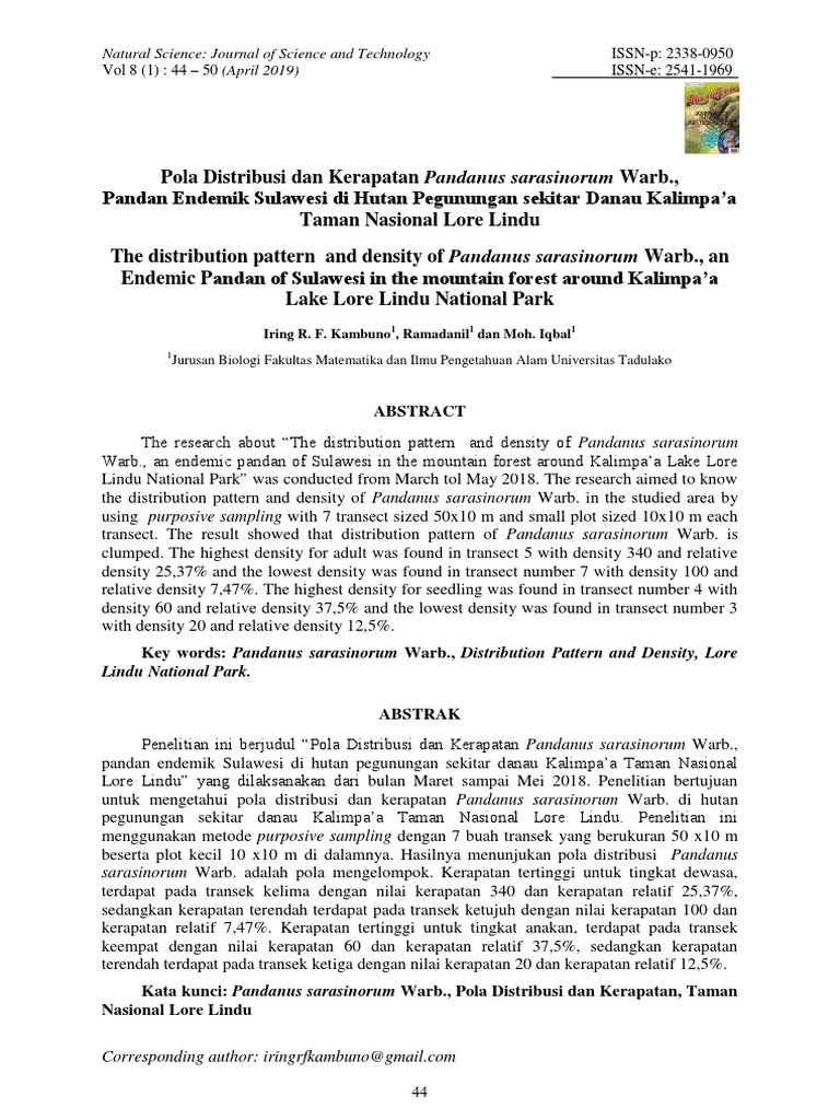 Natural Science: Journal of Science and Technology: ISSN-p: 2338-0950 ...