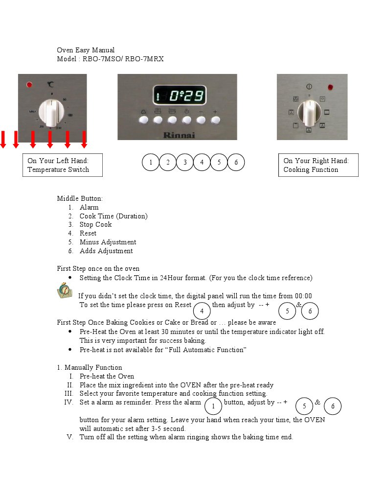 Rbo 7mso 7mrx Easy Manual | PDF | Oven | Baking