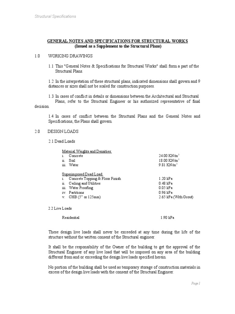 General Notes and Specifications For Structural Works (Issued As A ...