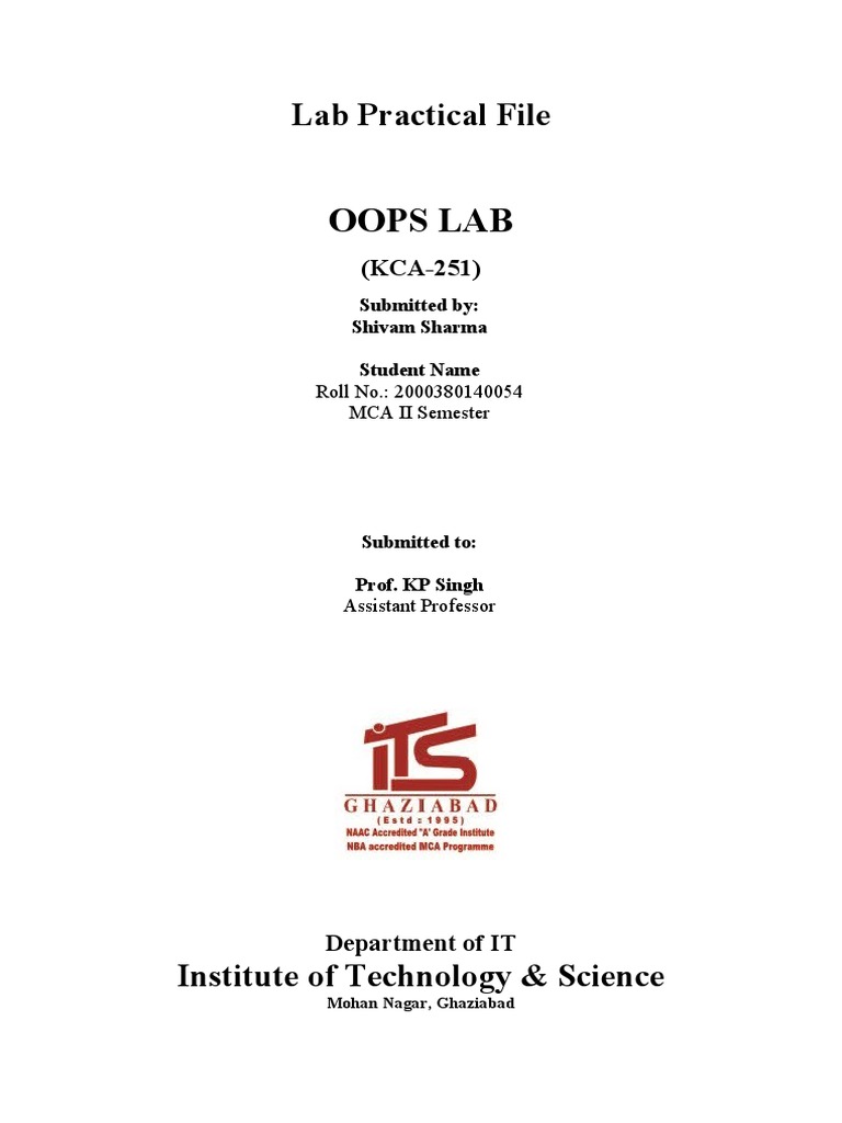 OOPS Lab Coverpage and Index | PDF | Computers