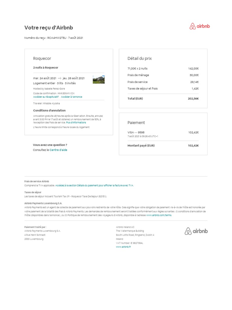 Your Payment Receipt 1 | PDF | Airbnb