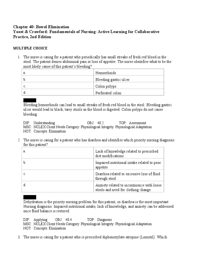 Chapter 40: Bowel Elimination Yoost & Crawford: Fundamentals of Nursing ...