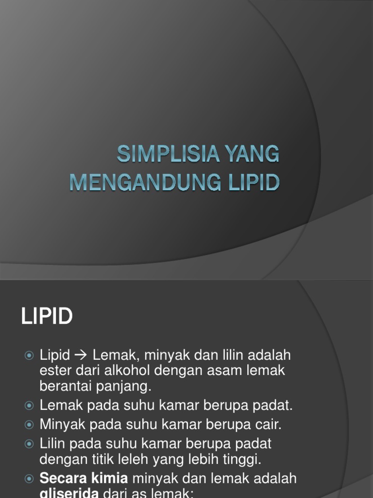 Simplisia Yang Mengandung Lipid | PDF