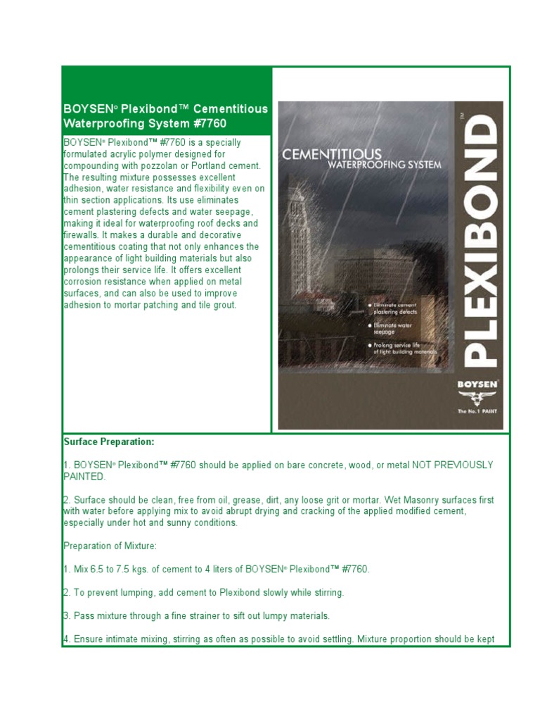 Boysen Plexibond™ Cementitious Waterproofing System #7760: Surface ...