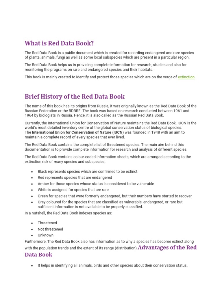 What Is Red Data Book? | PDF | Endangered Species | Conservation Biology