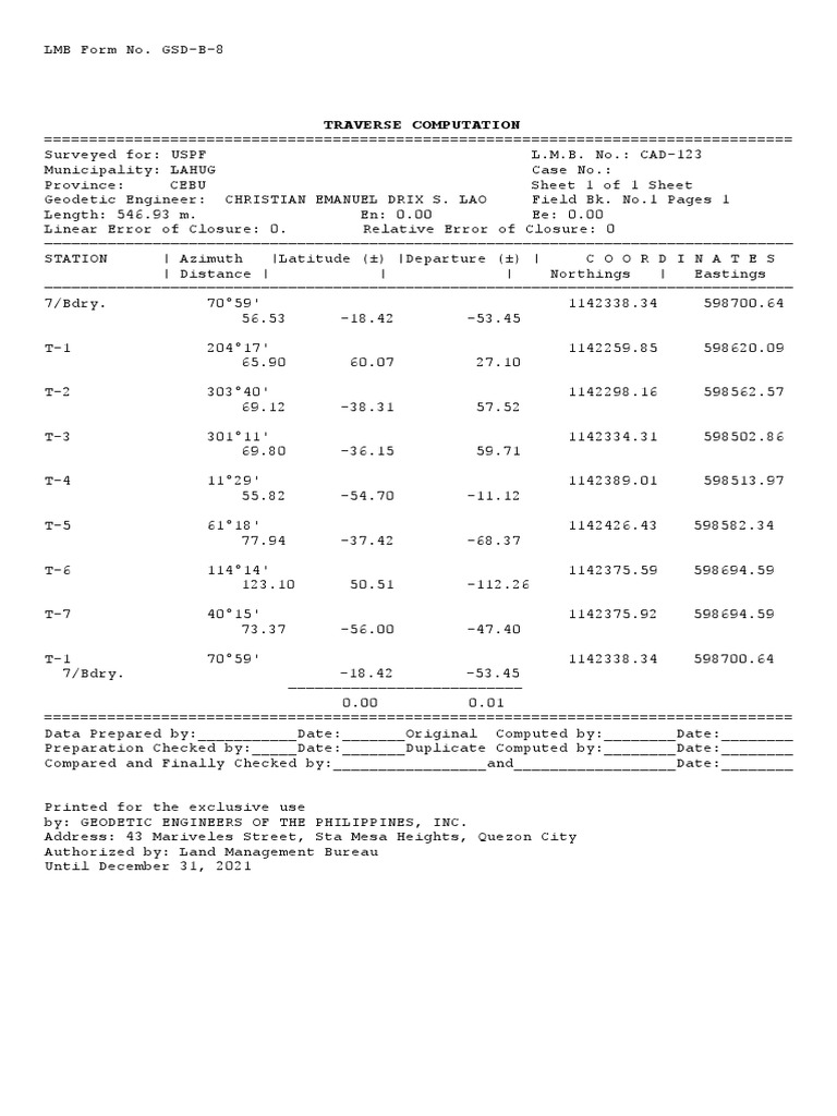 LMB Form | PDF | Geodesy | Scientific Observation