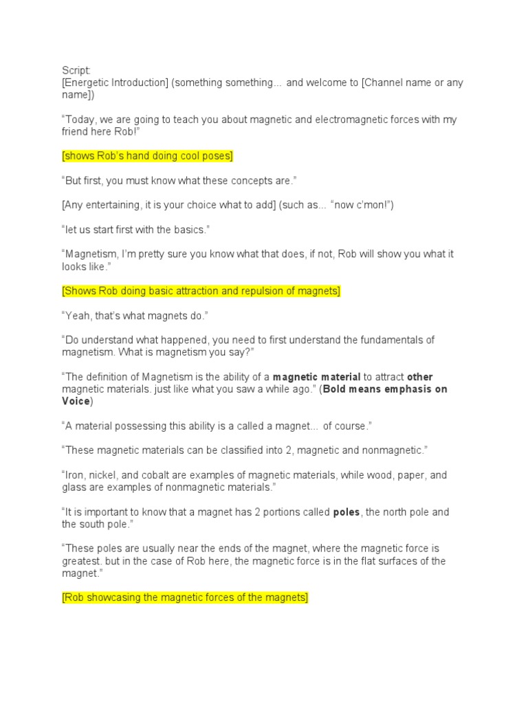 Physics Script | PDF | Magnetic Field | Electric Charge