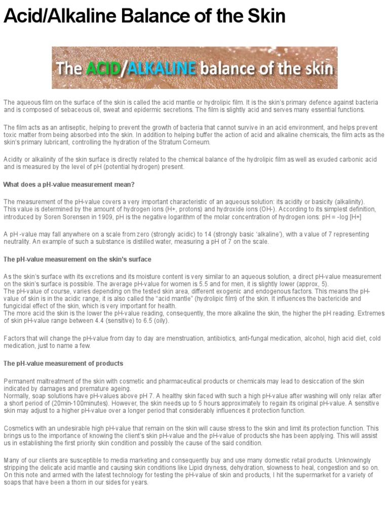 Acid - Alkaline Balance of The Skin - Virtual Beauty | PDF | Ph ...