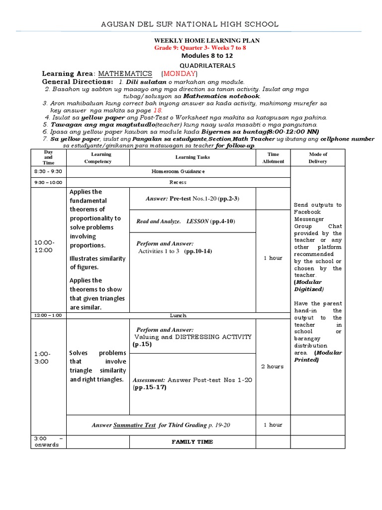 Math 9 q3 Week 7 To 8 | Download Free PDF | Triangle | Ratio
