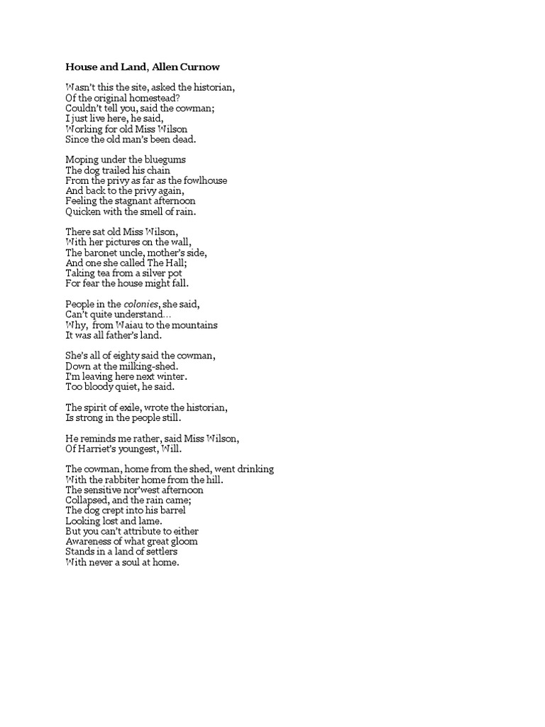 House and Land Poem | PDF