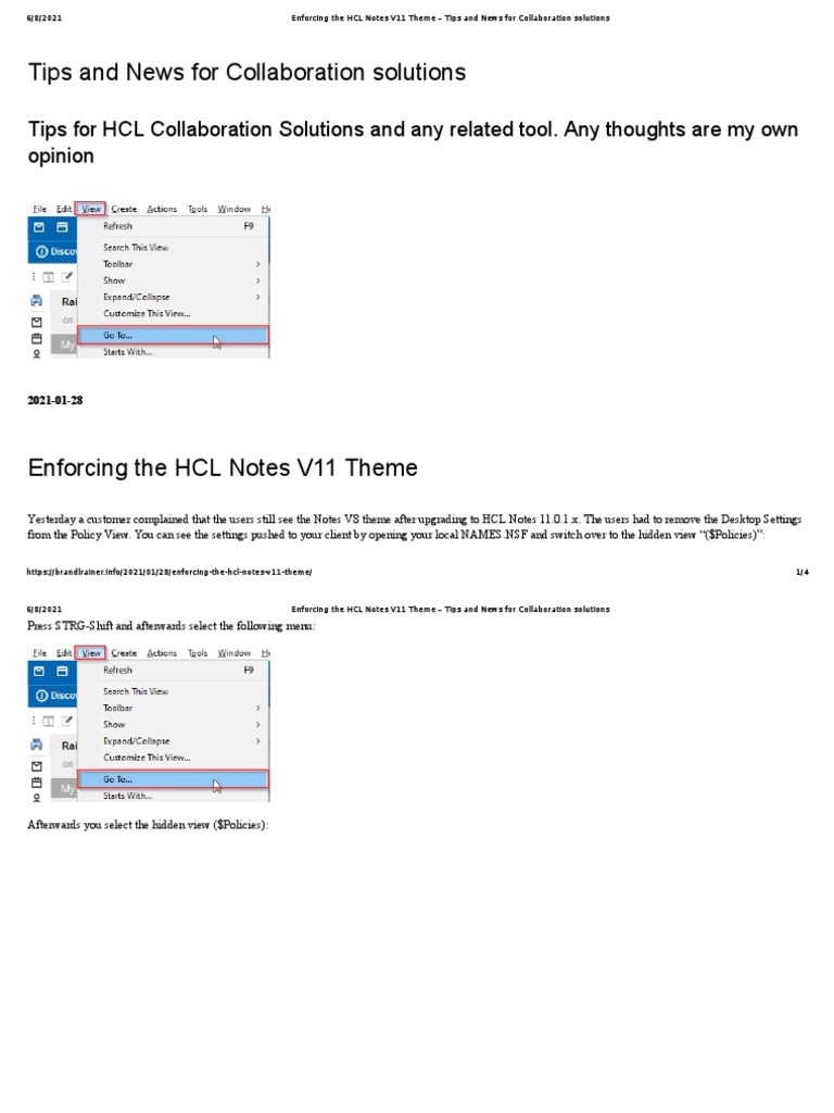 Enforcing The HCL Notes V11 Theme - Tips and News For Collaboration ...