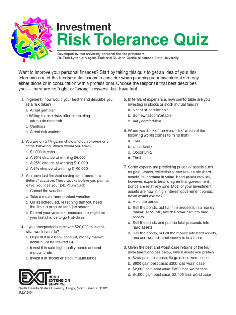 03 Risk Tolerance Quiz | PDF