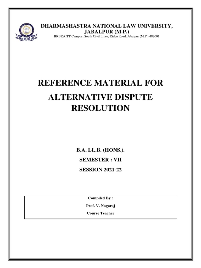 Reading Material - ADR | PDF | Arbitration | Common Law