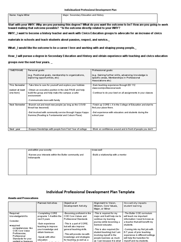Kayla Miller's Professional Development Plan | PDF | Teachers ...