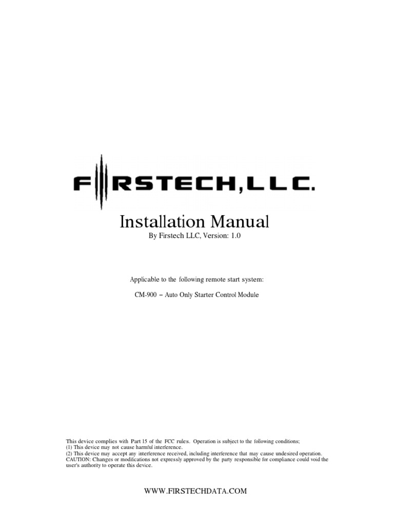 Installation Manual: by Firstech LLC, Version: 1.0 | PDF | Manufactured ...