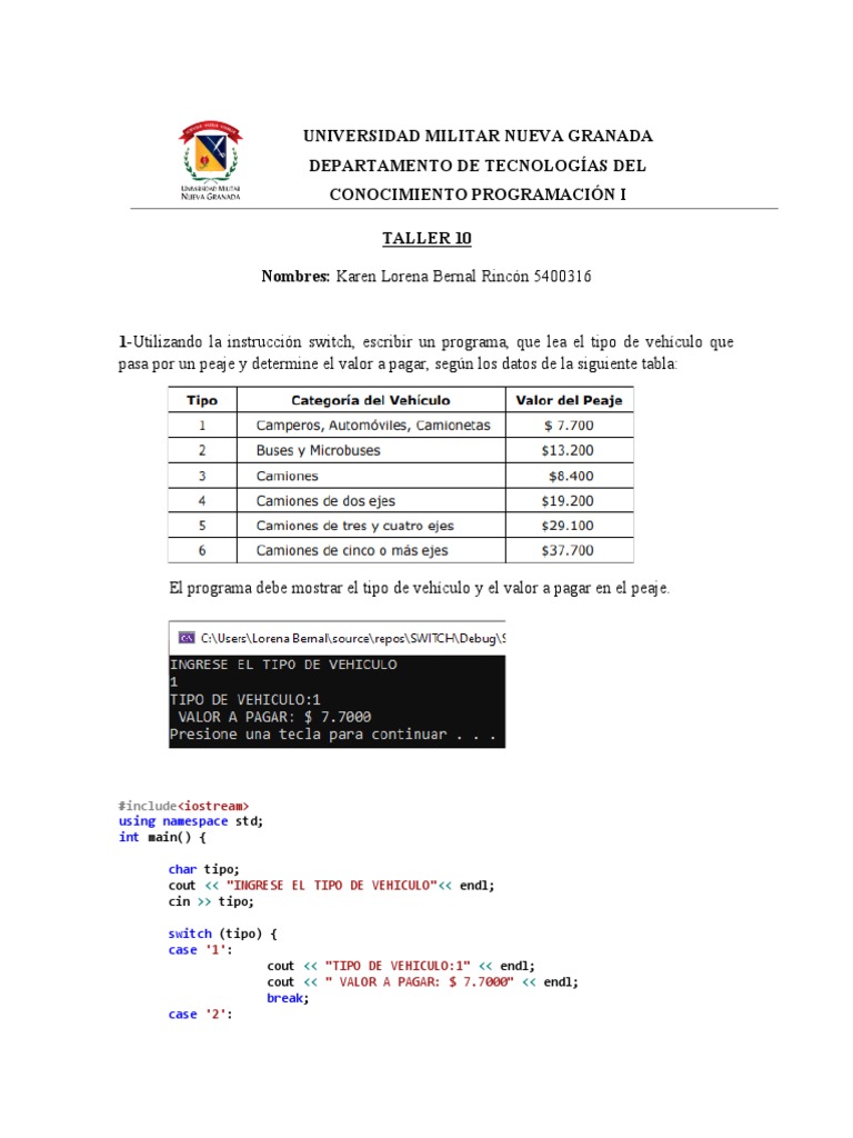 Taller 10 - Programacion | PDF | Programación de computadoras ...