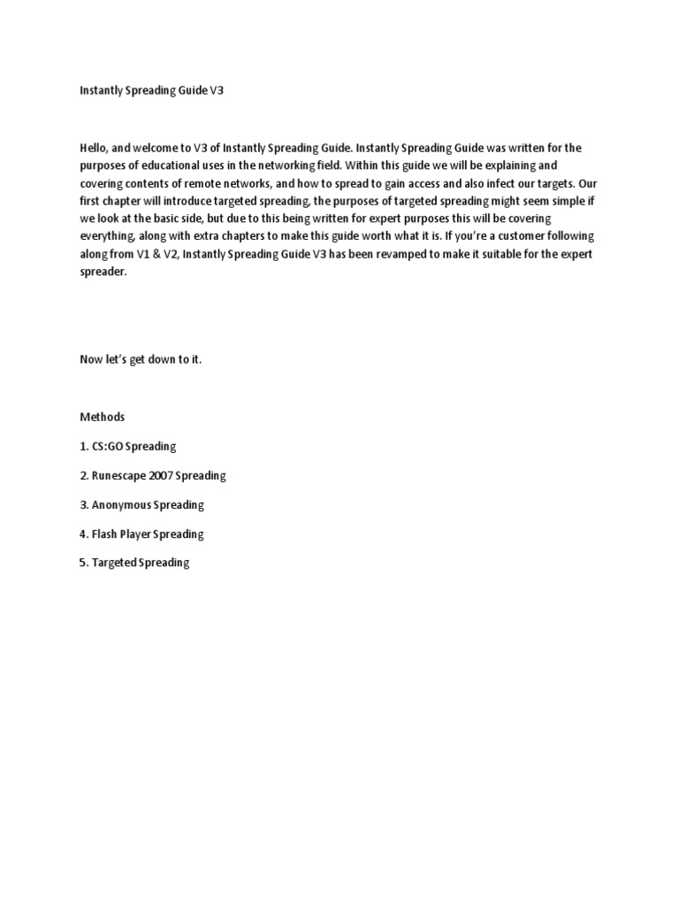 Instantly Spreading Guide V3 | PDF | Malware | Computer Virus