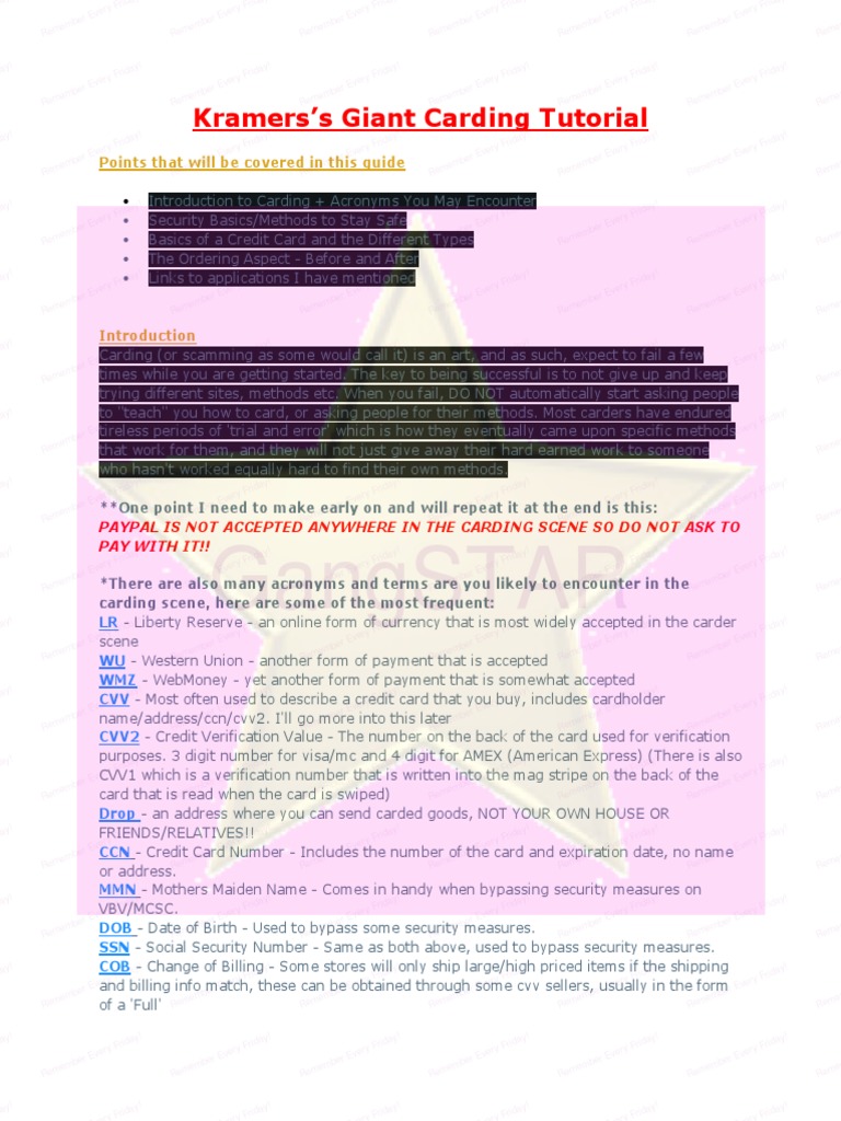 Gangstar: Kramers'S Giant Carding Tutorial | PDF | Banking | Computer Access Control