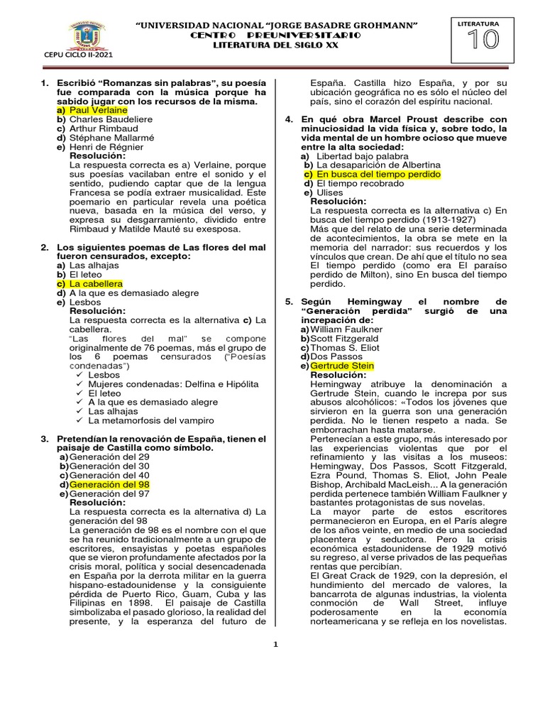 Pract. 10 - Literatura Sin Claves | PDF | Vanguardia | Federico García Lorca