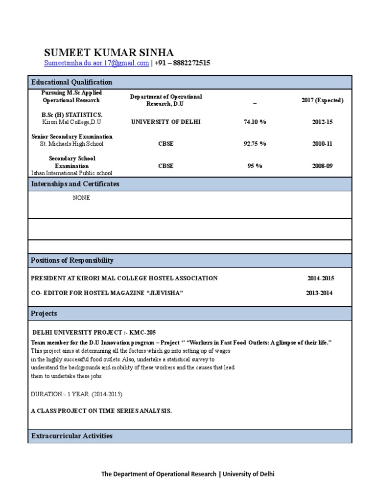 Sumeet Kumar Sinha: Educational Qualification | PDF