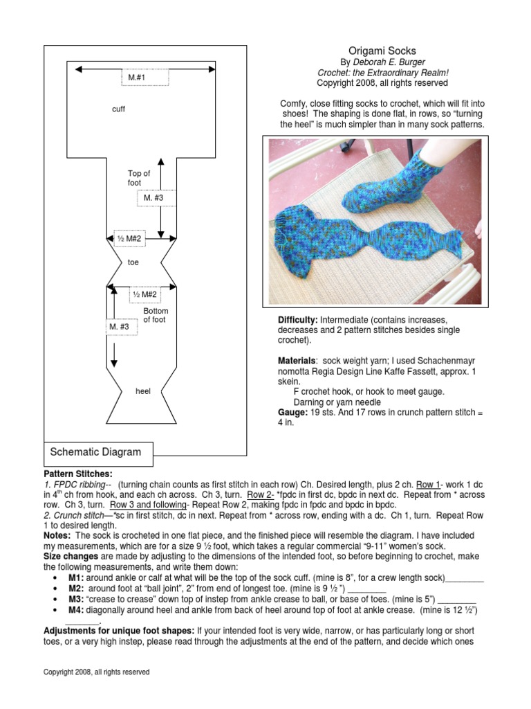 Origami Turkish Socks Pattern | PDF | Crochet | Foot