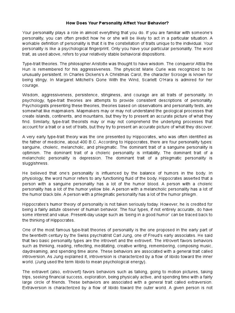 How Does Your Personality Affect Your Behaviour | PDF | Extraversion ...