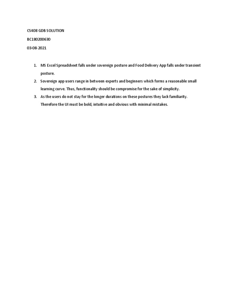 Cs408 GDB Solution | PDF