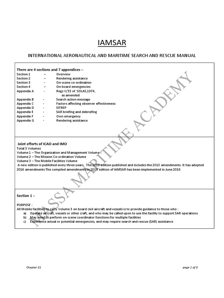 Iamsar: International Aeronautical and Maritime Search and Rescue ...