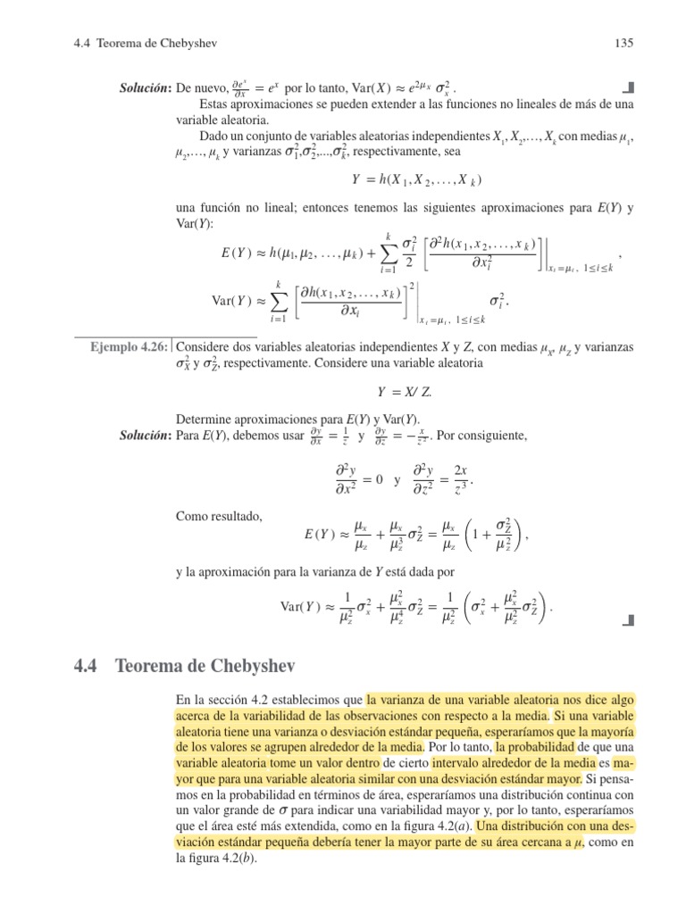 Teorema de Chebyshev | PDF | Diferencia | Desviación Estándar