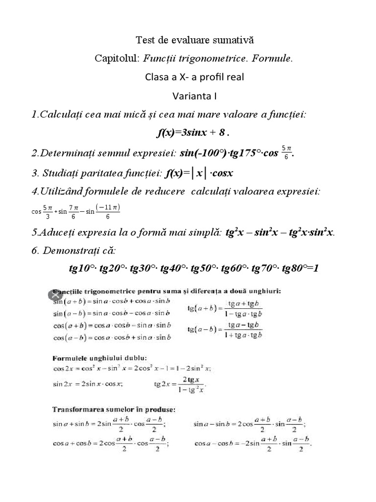 Eval Functii Trigon, Formulr | PDF