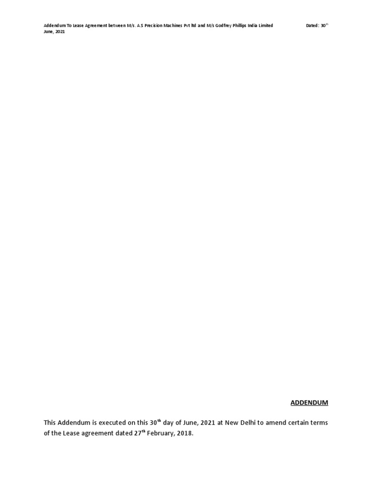 Addendum Agreement | PDF | Lease | Business Law