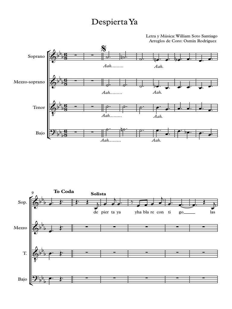 Despierta Ya - Partitura Completa CORO | PDF | Canto | Música vocal