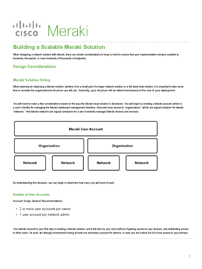 Scalable Meraki Network Design | PDF | Computer Network | Wireless ...