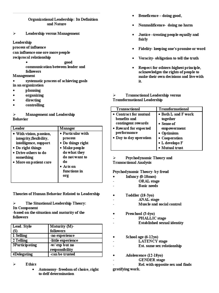 Organizational Leadership-Notes | PDF | Leadership | Philosophical Theories