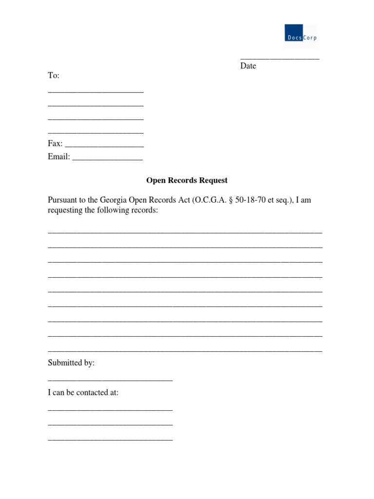 Georgia Open Records Request Form | PDF