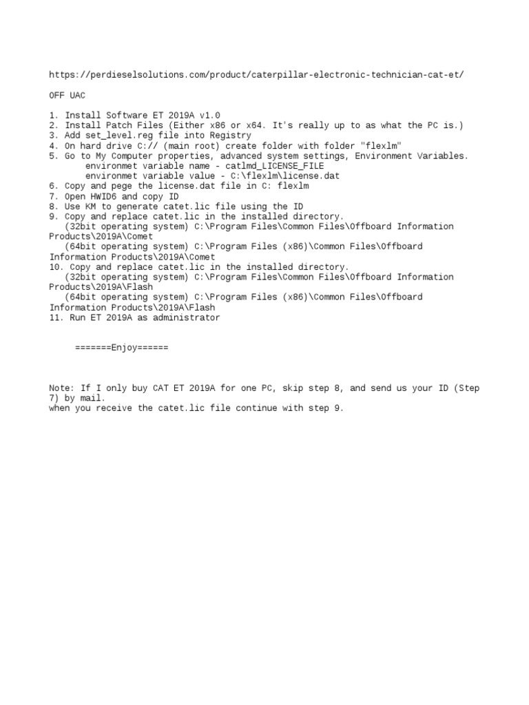 Instructions CAT ET 2019A | PDF