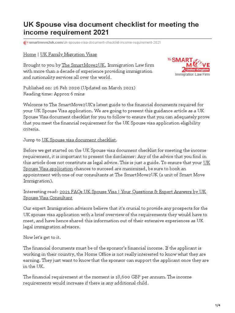 UK Spouse Visa Document Checklist - SmartMove2UK | PDF | Travel Visa ...