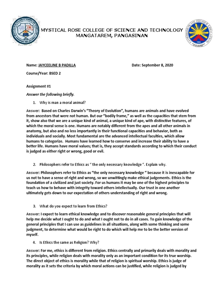 Module 1.activity 1 | PDF | Morality | Human