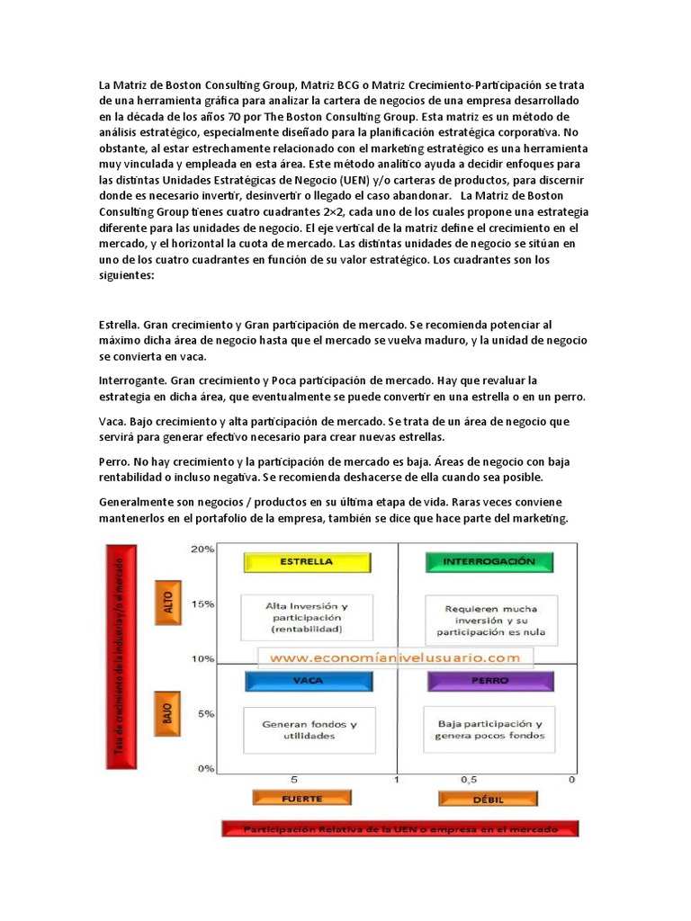 La Matriz de Boston Consulting Group | PDF | Gestión estratégica ...