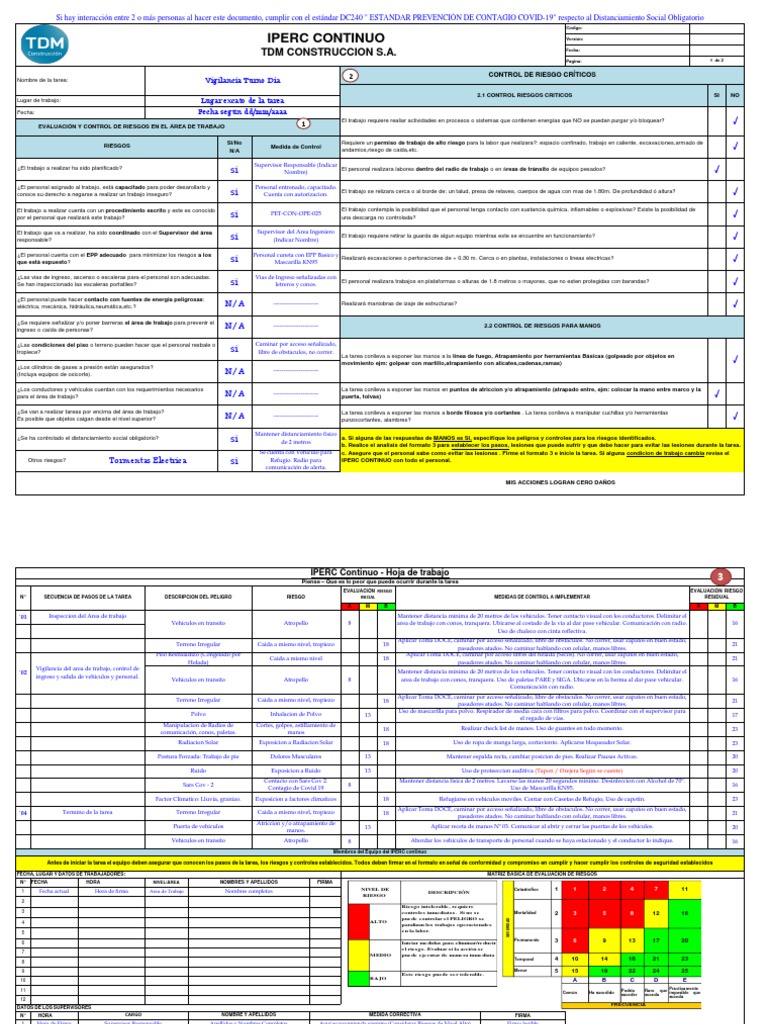 IPERC Continuo - Vigilante - Dia | PDF