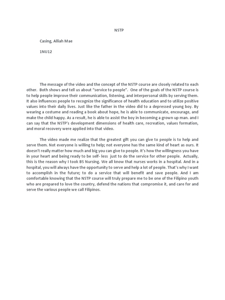 NSTP TASK2 Casing, Alliah | PDF