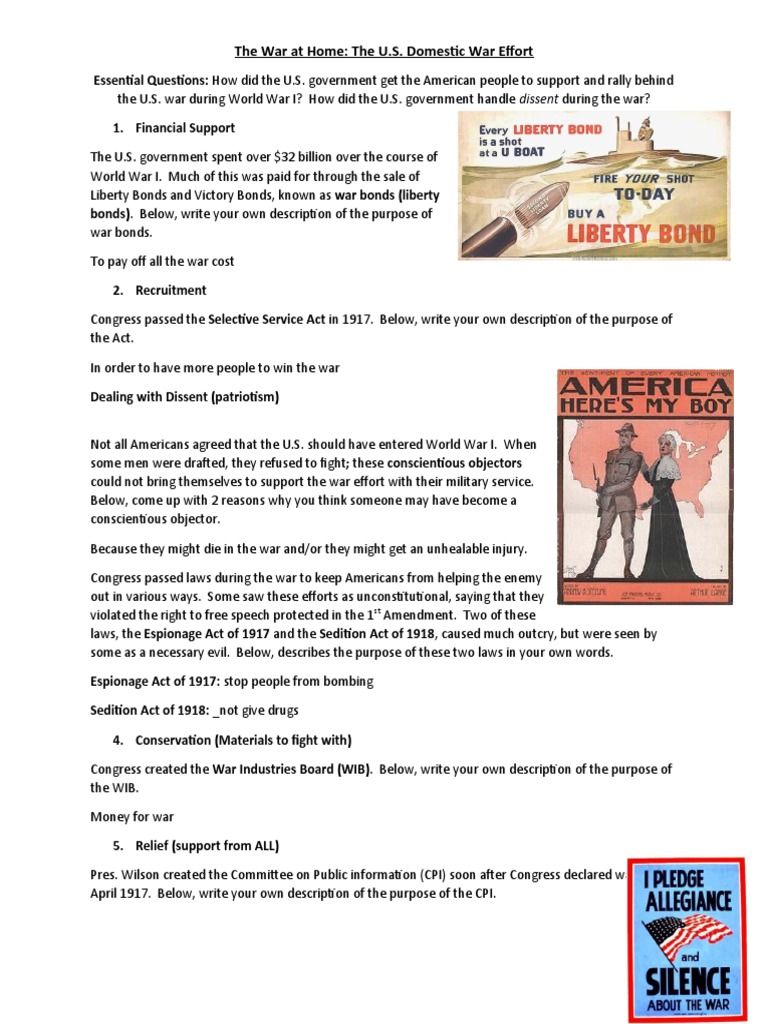 The War at Home: The U.S. Domestic War Effort | PDF | World War I ...