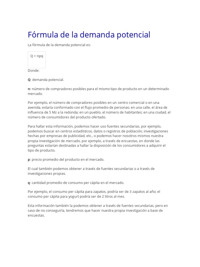 Fórmula de La Demanda Potencial | PDF