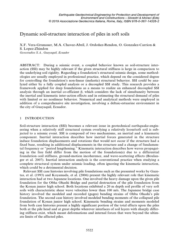 Dynamic Soil-Structure Interaction of Piles in Soft Soils 2019 | PDF ...