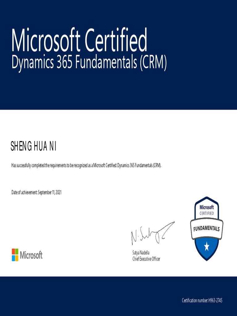 Microsoft Certified Dynamics 365 Fundatmental (CRM) | PDF