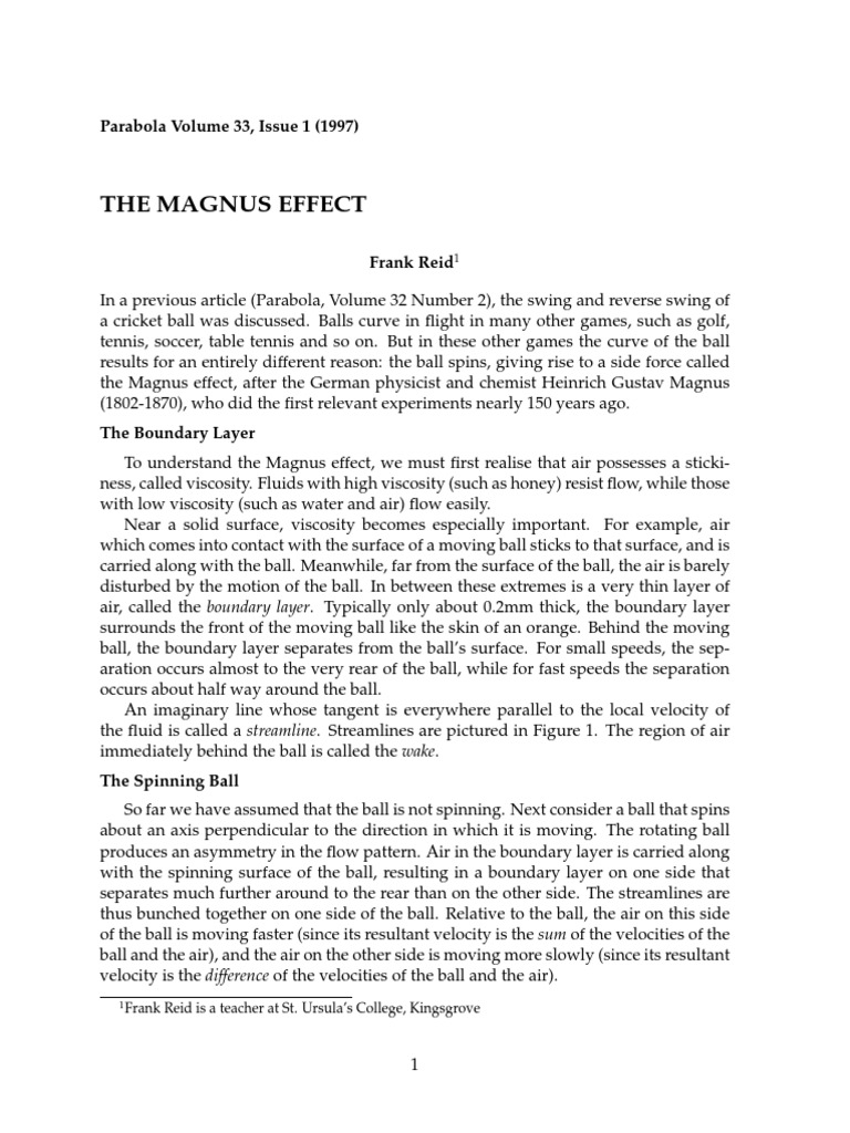 Understanding the Magnus Effect | PDF | Fluid Mechanics | Fluid Dynamics