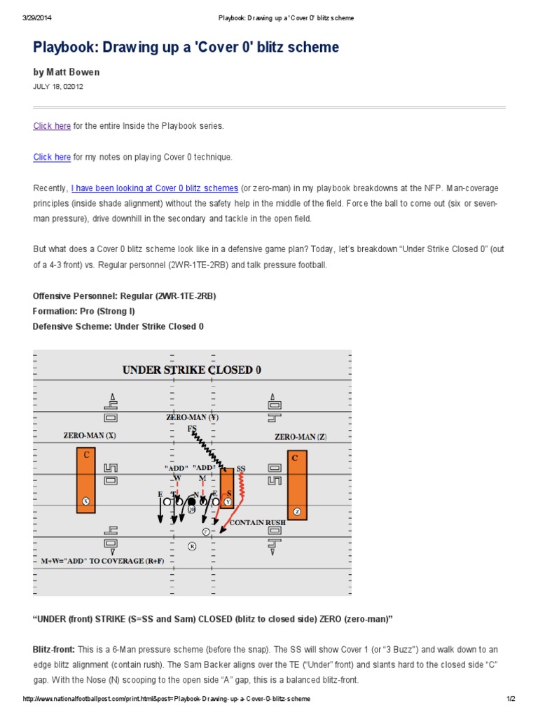 Playbook - Drawing Up A 'Cover 0' Blitz Scheme | PDF | Sport Variants ...